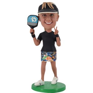 Personalized female pickleball bobbleheads - Bbobbler