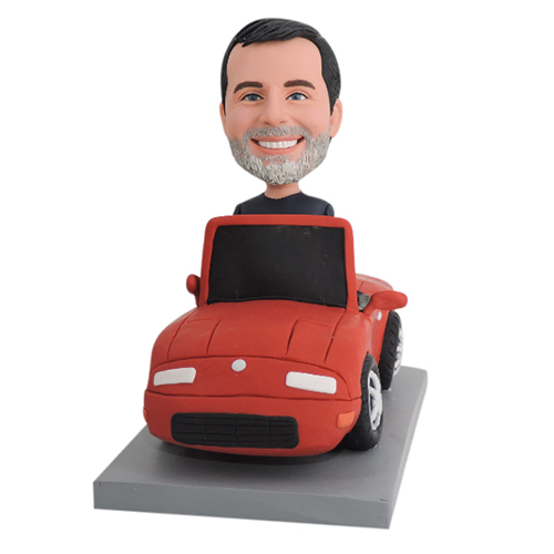 Custom personalized bobblehead in car - Bbobbler