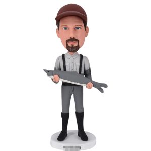 Fishing Fishman Custom Bobble Head with hat - Bbobbler
