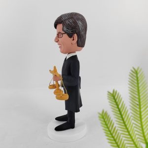 Custom Lawyer Bobble Head holding Scale of Justice Judge - Bbobbler